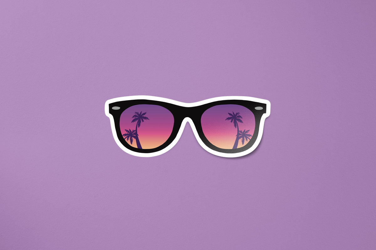 Tropical Sunglasses Sticker | Aviator Vinyl Sticker | Waterproof Beach ...